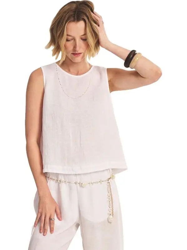 Velvet By Graham & Spencer Maxine Linen Top - White