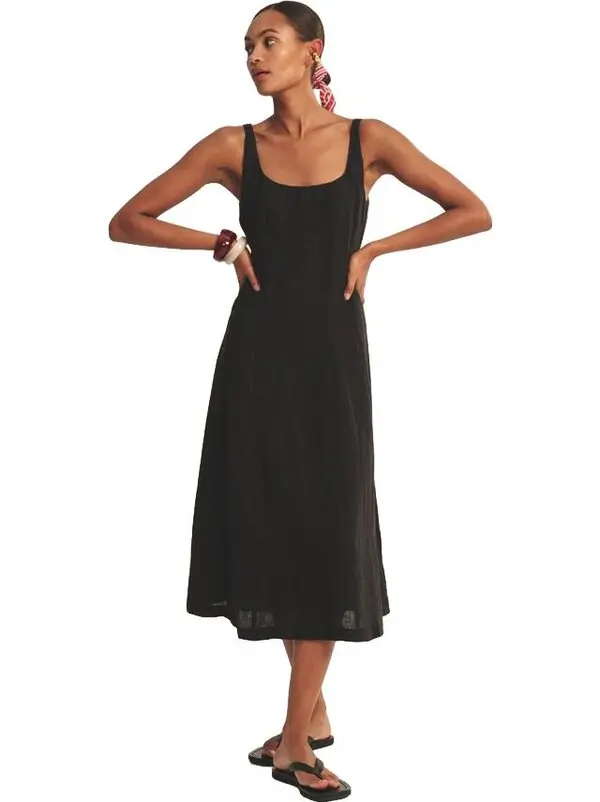 Velvet By Graham & Spencer Austen Linen Midi Dress - Black