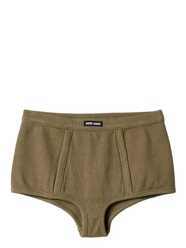Miu Miu Gart-dyed Ribbed Boxer Shorts - Military Green