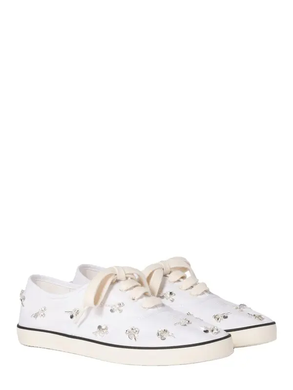 Miu Miu Embroidered Drill Sneakers - White