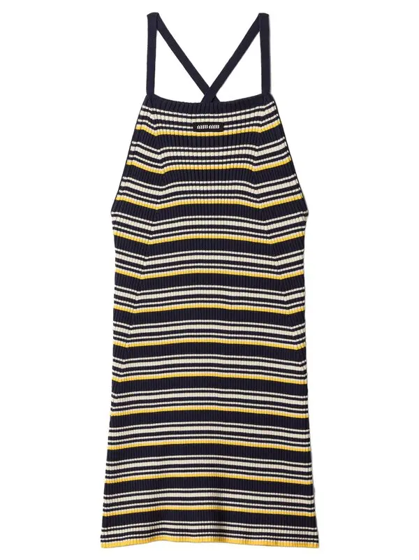 Miu Miu Cotton Knit Mini Dress - Navy