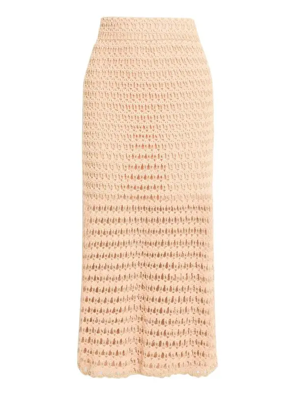 Zimmermann Metallic Crocheted Maxi Skirt - Blush