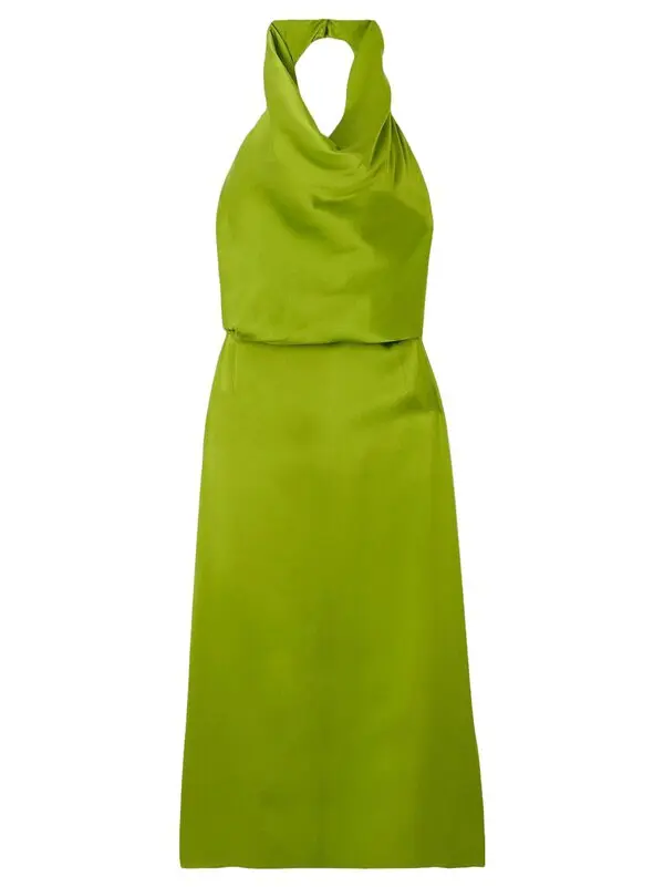 Magda Butrym Silk-satin Halterneck Midi Dress - Lime Green