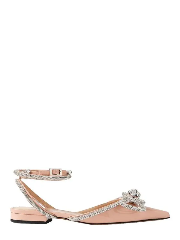 Mach & Mach Double Bow Crystal-embellished Point-toe Flats - Blush