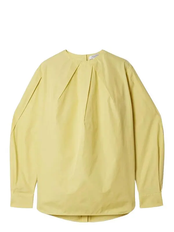 Max Mara Olinto Pleated Cotton-poplin Blouse - Yellow