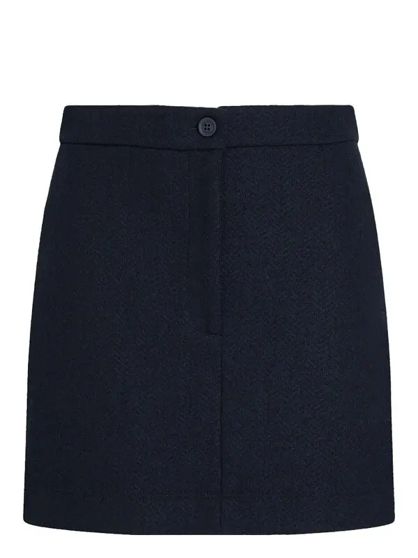 Thom Browne Herringbone Cotton And Wool-blend Mini Skirt - Midnight Blue