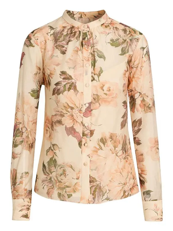 MIKAEL AGHAL Floralprint Georgette Blouse - Pastel Orange