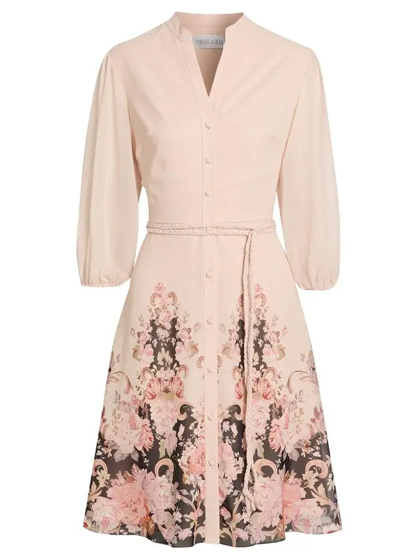 MIKAEL AGHAL Floral-print Chiffon Dress - Blush