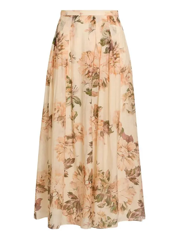 MIKAEL AGHAL Floral-print Georgette Midi Skirt - Pastel Orange