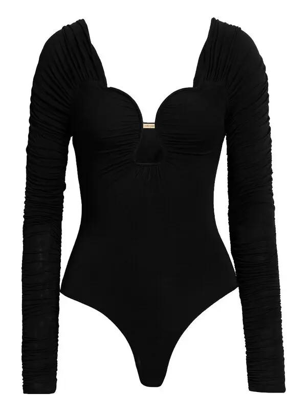 Cult Gaia Esma Ruched Stretch-jersey Bodysuit - Black