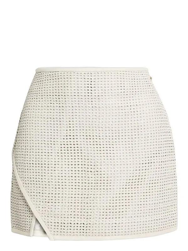 Cult Gaia Averie Wrap-effect Woven Leather Mini Skirt - Off-white