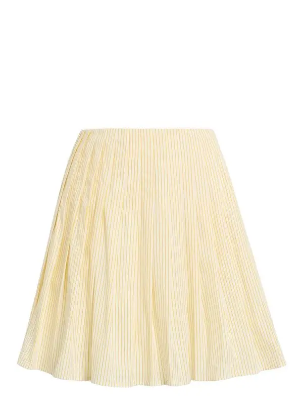ALEX MILL Penelope Pleated Striped Cotton-poplin Mini Skirt - Yellow