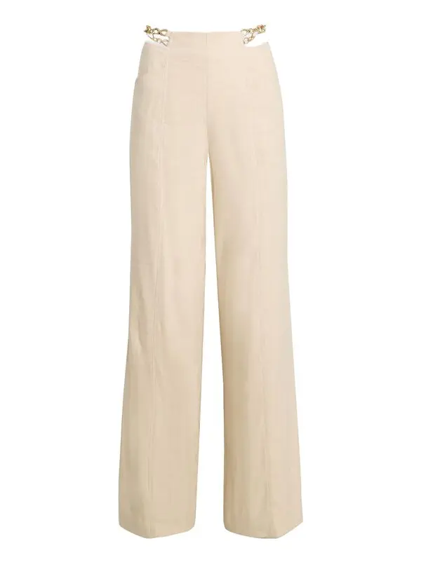 Cult Gaia Sosana Chain-embellished Wide-leg Pants - Beige