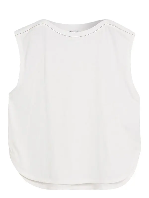 Brunello Cucinelli Bead-embellished Cotton-jersey Top - White