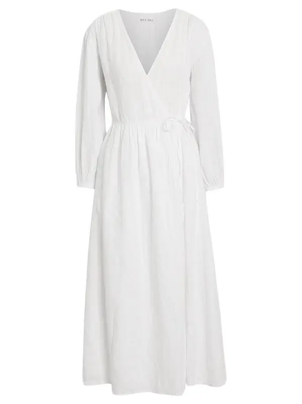 ALEX MILL Lauren Linen Midi Wrap Dress - White