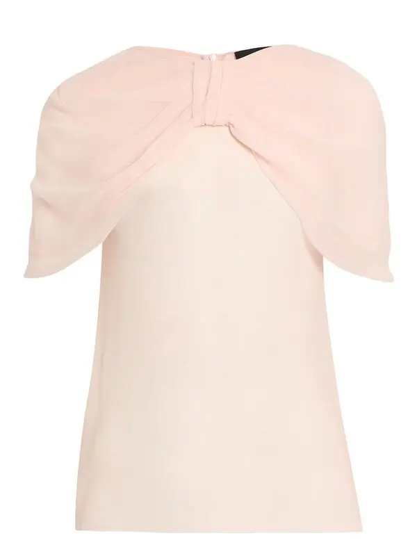 Simone Rocha Silk Crepe De Chine Cape-effect Top - Blush
