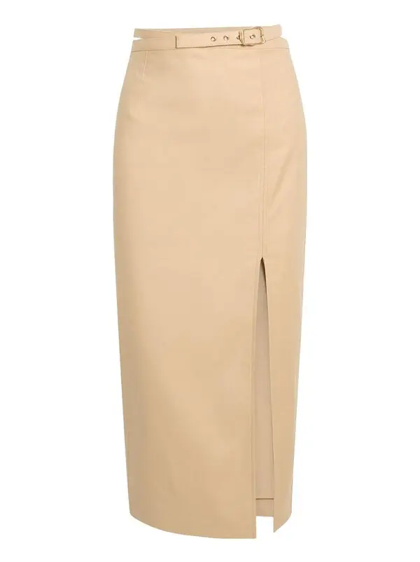 Cult Gaia Shay Belted Midi Pencil Skirt - Sand