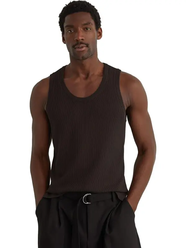 REISS Textured-knit Vest - Chocolate Brown