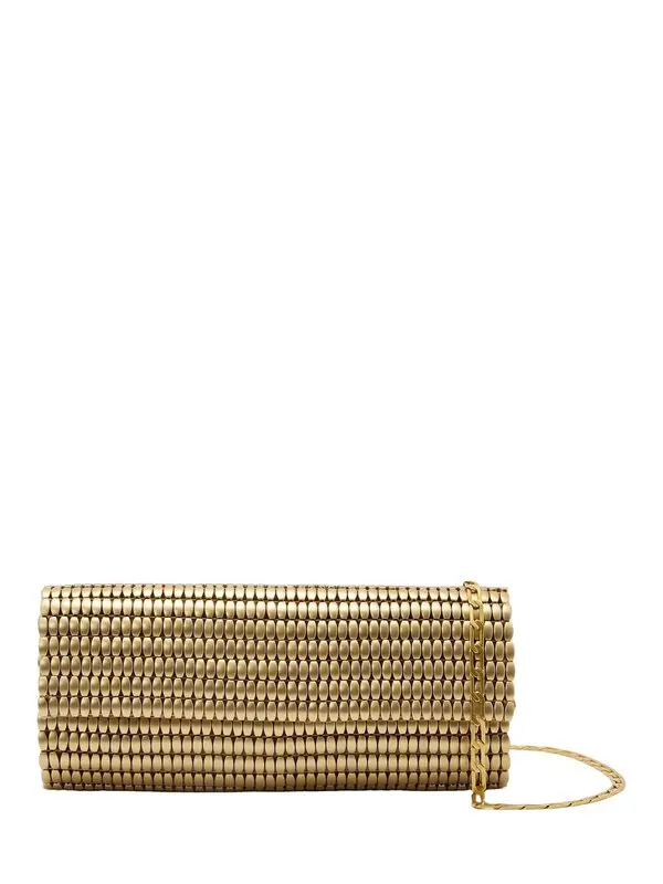 REISS Rosa Beaded Clutch Bag - Gold