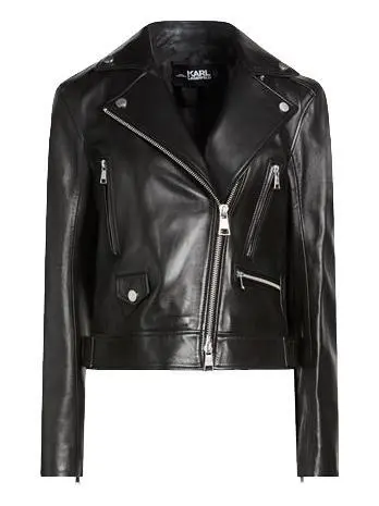 Karl Lagerfeld Lambskin Biker Jacket - Black