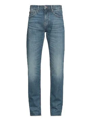 Armani Exchange Skinny Fit Jeans With Leather Trims - Blue