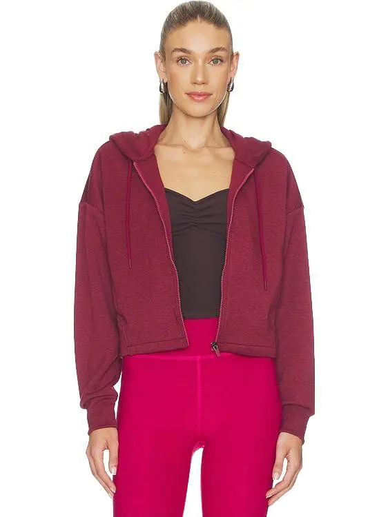 Beyond Yoga Scuba Cropped Jacket - Moody Burgundy