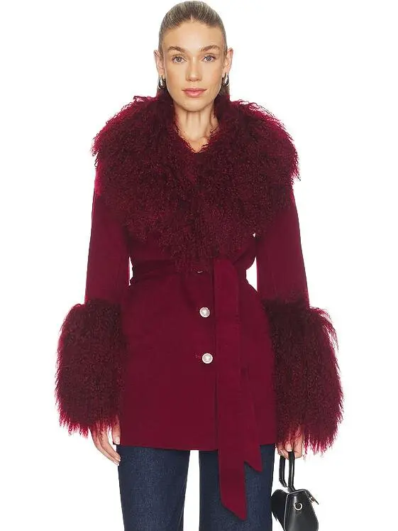 SUSANNA CHOW X Mimi Cashmere Shearling Coat - Burgundy
