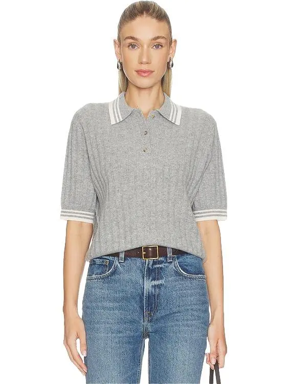 Soft Goat Striped Pique Top - Grey