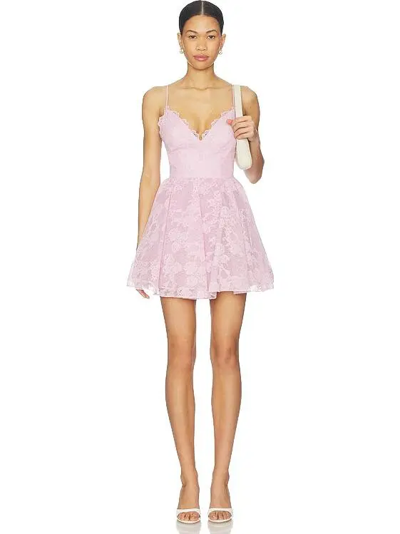 Bardot Orelia Lace Mini Dress In Lavender - Lilac