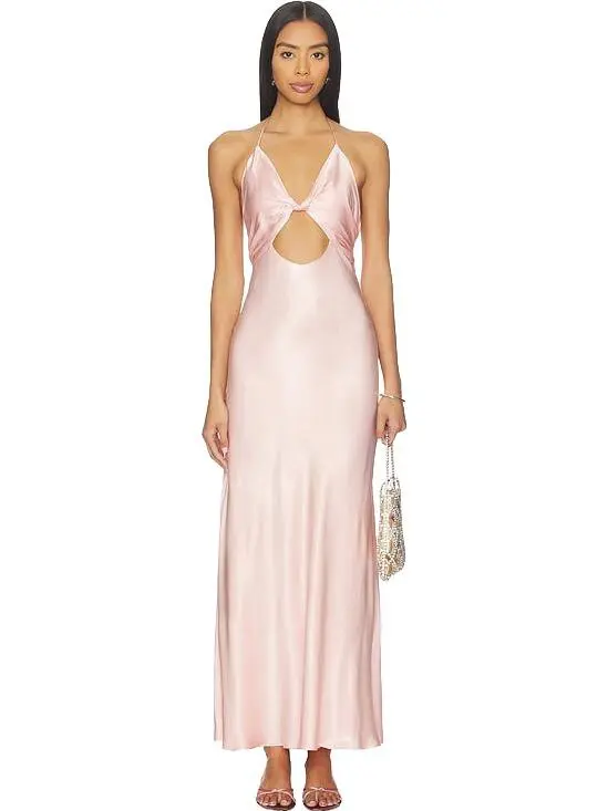 Bardot Isola Halter Neck Maxi Dress In Pink - Petal Pink