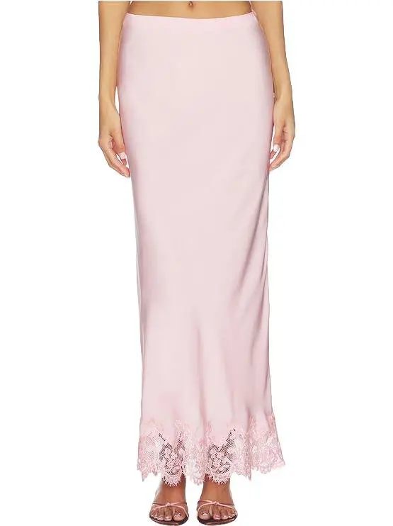 Bardot Elisan Lace Satin Midi Skirt - Petal Pink
