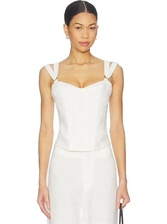 Bardot Serafina Linen Corset Top - Ivory