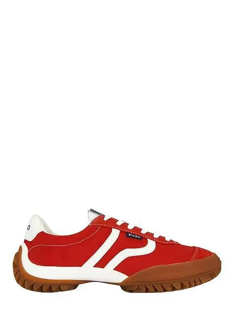 Polo Ralph Lauren Nappa Leather Low Top Sneakers In Red - Cruise Red & Deckwash White