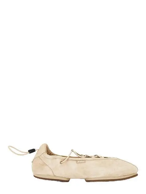 Polo Ralph Lauren Suede Ballerina Lace Up Sneaker In Tan - Classic Camel