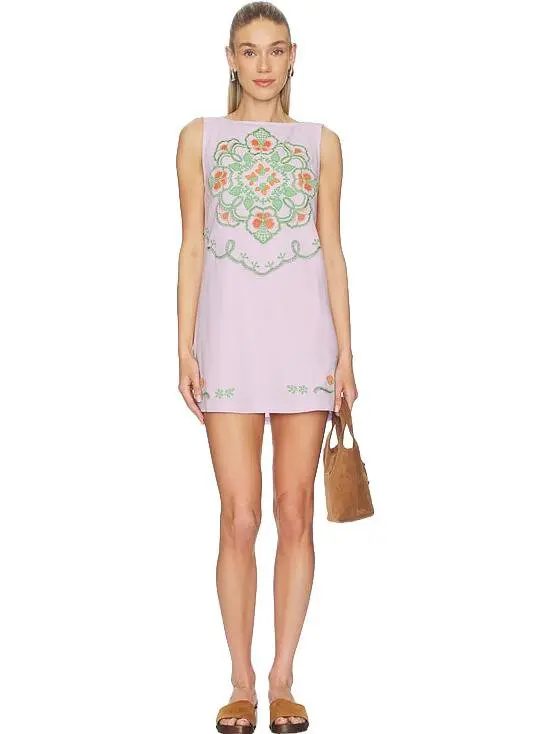 Free People Electric Garden Mini Dress - Pale Orchid Combo