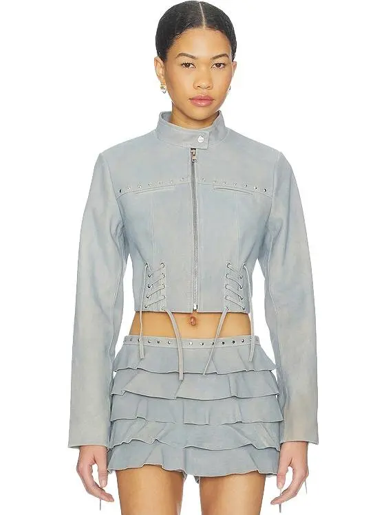LAMARQUE X Silvina Biker Jacket - Distressed Blue