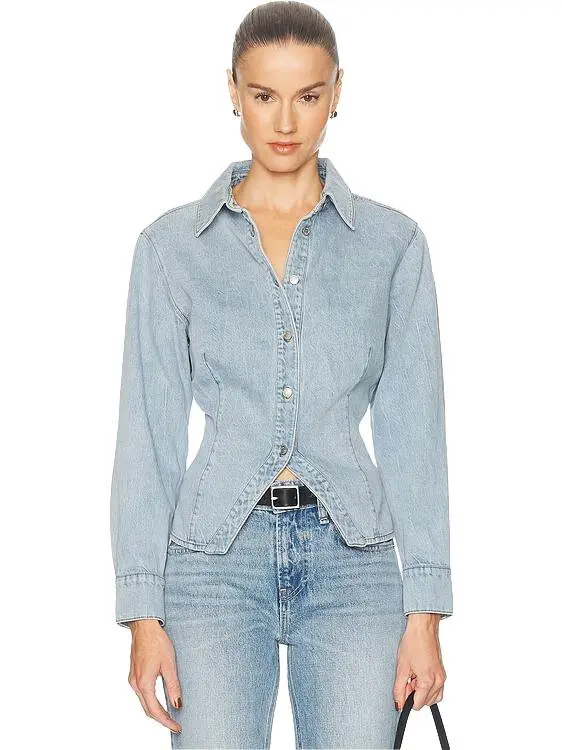 Hudson Jeans Button Up Long Sleeve Shirt In Baby Blue - Pools