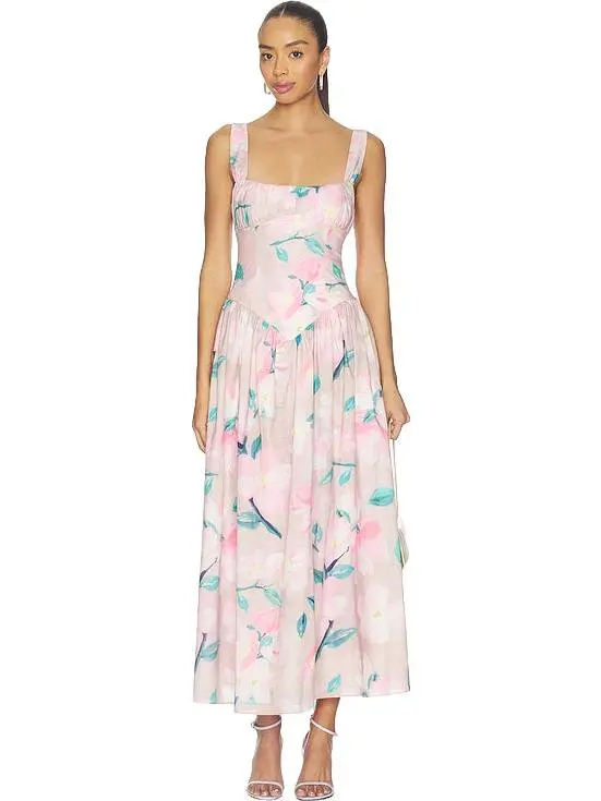 Bardot Cartia Printed Midi Dress In Pink - Pink Floral