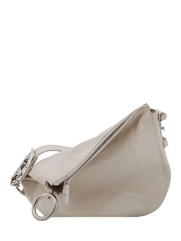 Burberry Leather Shoulder Bag With Ekd Detail - Beige