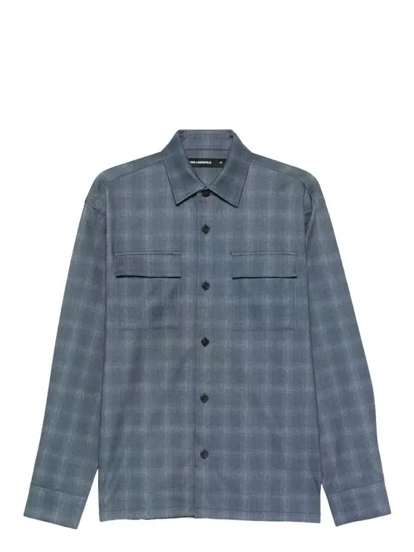 Karl Lagerfeld Pocket Checked Shirt - Blue
