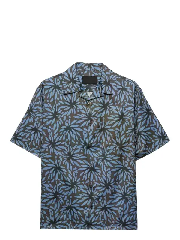Prada Printed Cotton Bowling Shirt - Grey