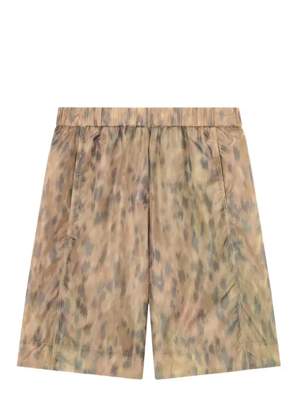 GANNI Animal Print Elasticated Waist Shorts - Neutrals