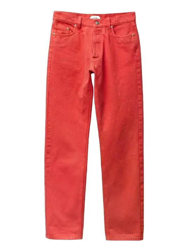 Versace Straight Leg Jeans With Medusa Logo Back Label - Red