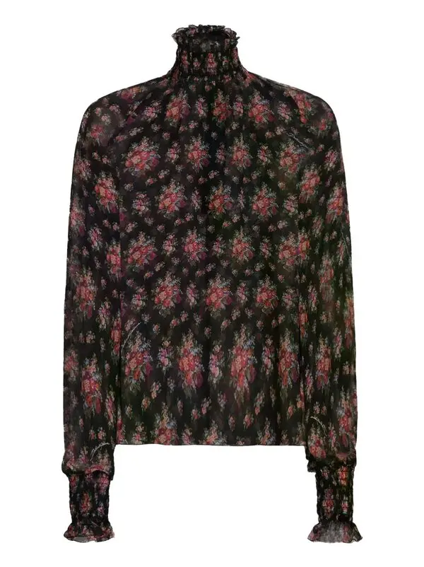 Dolce & Gabbana Floral Ruffled Blouse - Black