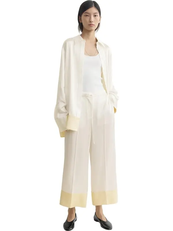 TOTEME Satin Drawstring Trousers - White