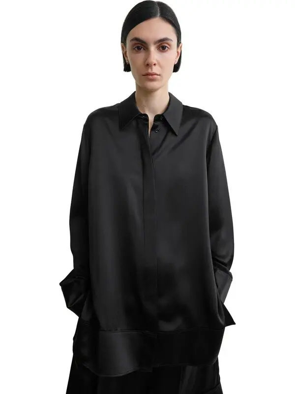 TOTEME Oversized Satin Shirt - Black