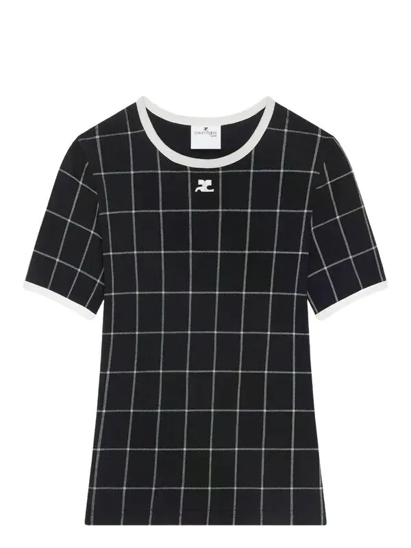 COURREGES Contrast-trim T-shirt - Black