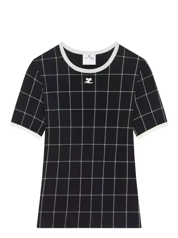 COURREGES Contrast-trim T-shirt - Black