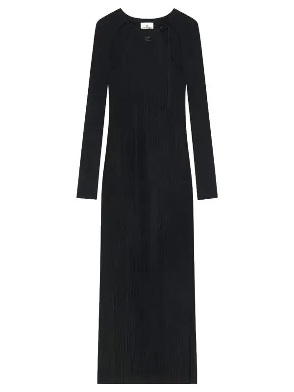 COURREGES Cut-out Ribbed Long Dress - Black