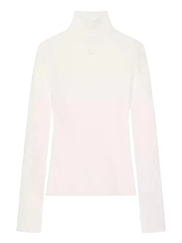 COURREGES Logo-embroidered Turtleneck Top - White
